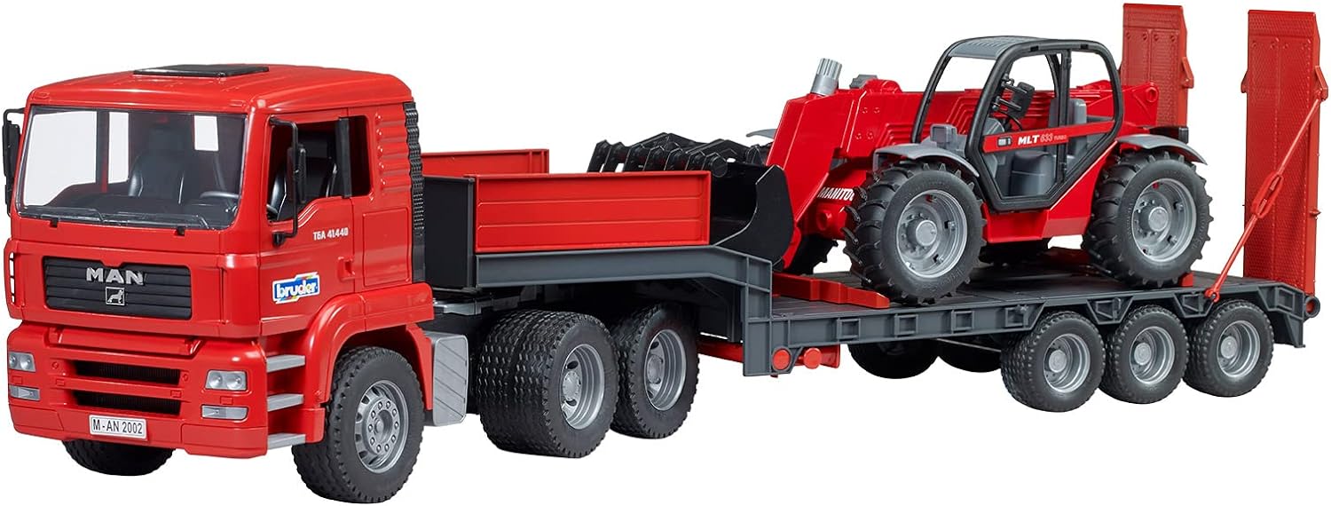 Bruder Man TGA Low Loader Truck with Manitou Loader