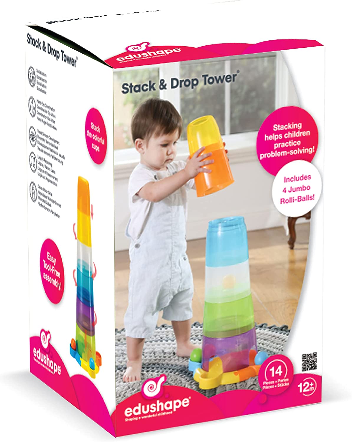 Edushape 14-Piece Stack & Drop Tower Play Set